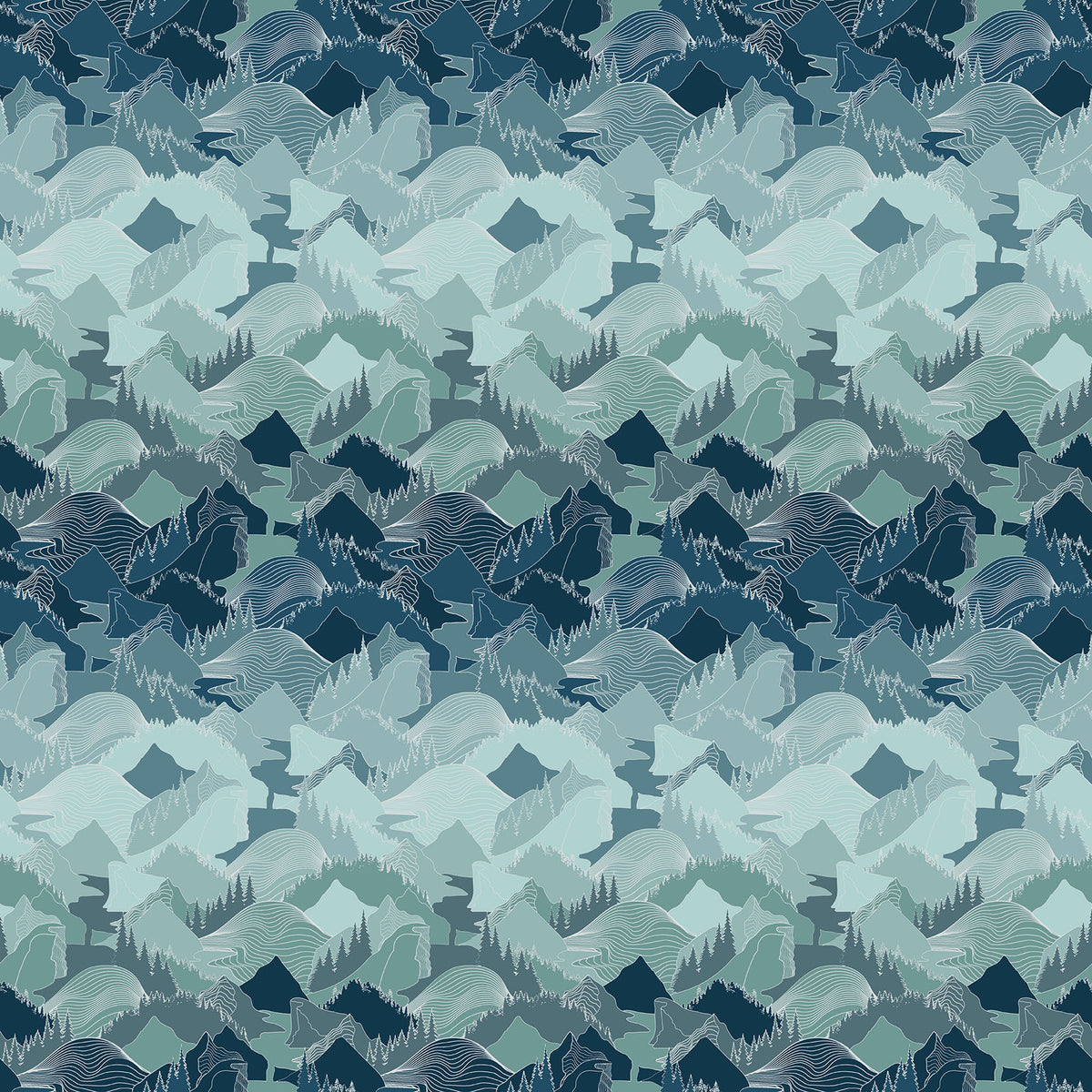 Nordic Solstice Terrain Frosted Fjord - 108" Wide Backing Fabric - 106 ...